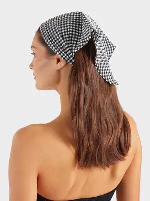 Hunza G Gingham Headscarf - Black Gingham