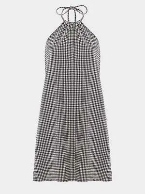 Hunza G Gingham Seersucker Mini Dress - Black Gingham