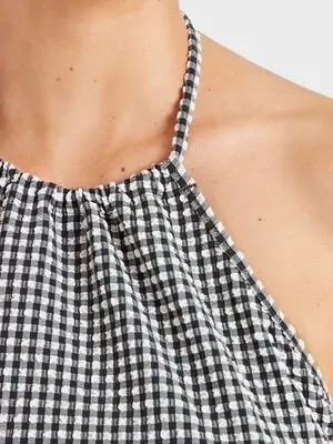 Hunza G Gingham Seersucker Mini Dress - Black Gingham