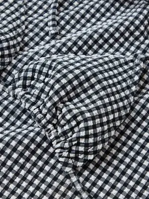 Hunza G Gingham Seersucker Sabrina Bikini - Black Gingham