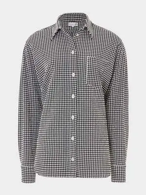 Hunza G Gingham Seersucker Shirt - Black Gingham