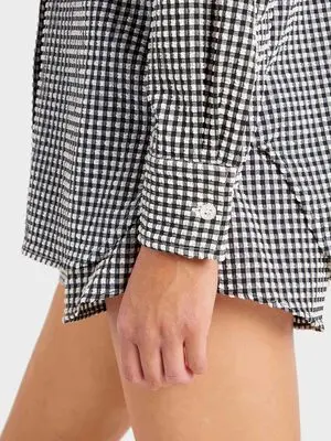 Hunza G Gingham Seersucker Shirt - Black Gingham
