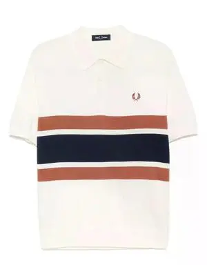 Fred Perry Panelled Knitted Polo Shirt - Neutrals
