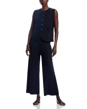 SIONI Sweater Vest And Wide Leg Pants Set - Black
