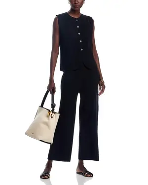 SIONI Sweater Vest And Wide Leg Pants Set - Black
