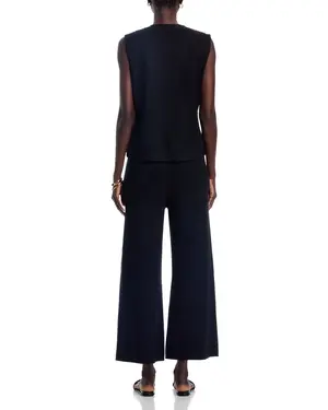 SIONI Sweater Vest And Wide Leg Pants Set - Black