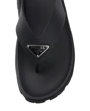Prada Rubber Thong Sandals - Black