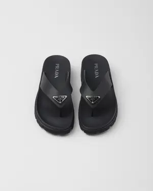 Prada Rubber Thong Sandals - Matte Black
