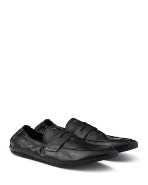 Prada Shuffle Antiqued Leather Loafers - Black
