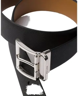 Prada Saffiano Leather Reversible Belt - Black