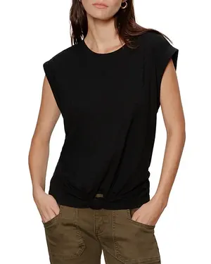 Sanctuary Knotted Hem Muscle Tee - Black