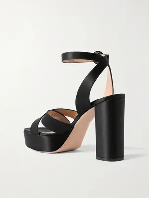 GIANVITO ROSSI Sabrina 70 Satin Platform Sandals - Black