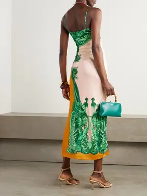 Etro Wrap-effect Gathered Printed Cady Maxi Dress