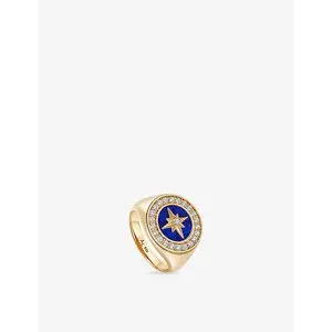 Astley Clarke Polaris Lapis And White Sapphire Signet Ring - Gold