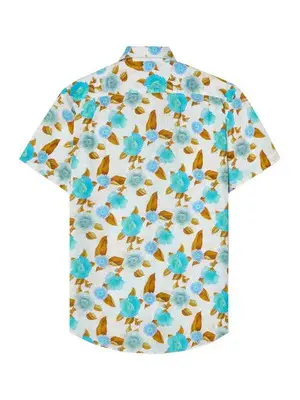 Robert Talbott Morgan Printed Linen Short Sleeve Shirt - White