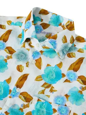 Robert Talbott Morgan Printed Linen Short Sleeve Shirt - White