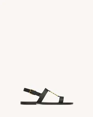 Saint Laurent Cassandre Sandals In Smooth Leather - Black