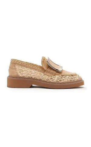ROGER VIVIER Viv Rangers Raffia And Leather Loafers