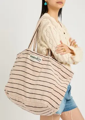 BONGUSTA Naram Weekend Striped Terry Tote - Cream