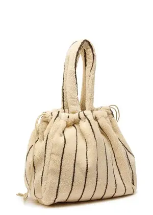 BONGUSTA Naram Small Striped Terry Bag - Cream