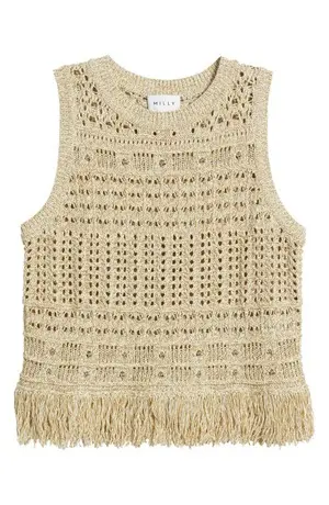 MILLY Beaded Fringe Sweater Tank