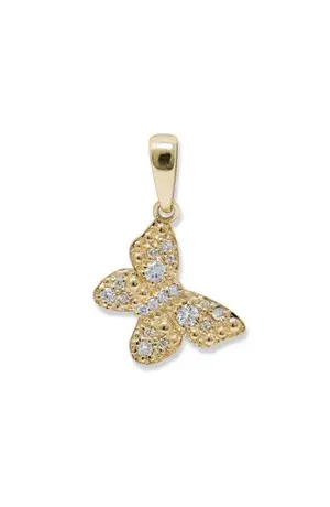 Anzie Dew Drop Diamond Butterfly Pendant By - Gold