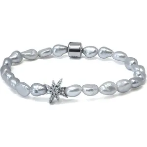 Anzie Boheme Grey Keshi Pearl Bracelet - Silver