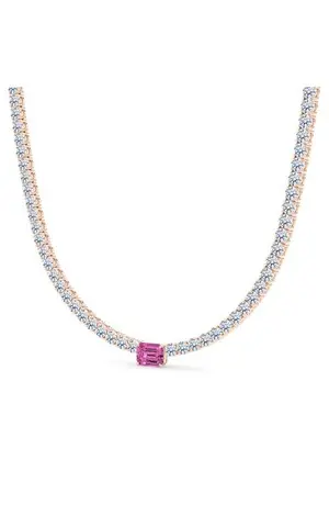 HAUTECARAT Birthstone Tennis Collar Necklace - 18k Rose Gold