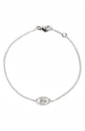 Anzie Classique Pavé Evil Eye Bracelet - Silver