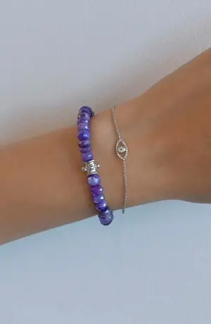 Anzie Classique Pavé Evil Eye Bracelet - Silver