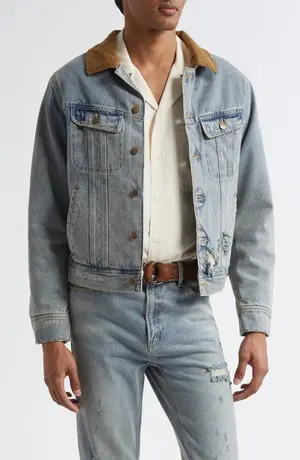 MIDNIGHT RODEO Stormrider Distressed Denim Trucker Jacket