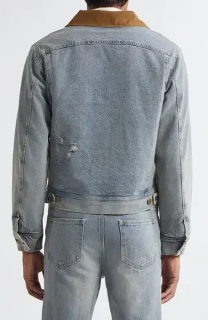 MIDNIGHT RODEO Stormrider Distressed Denim Trucker Jacket