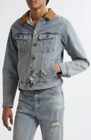 MIDNIGHT RODEO Stormrider Distressed Denim Trucker Jacket