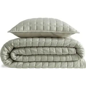CALVIN KLEIN HOME Solid Quilt & Sham Set - Medium Green
