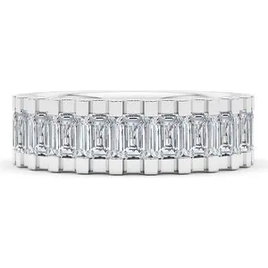HAUTECARAT Emerald-Cut Lab-Grown Diamond Channel Ring 18k White Gold