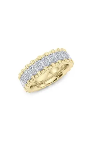 HAUTECARAT Emerald-cut Lab-grown Diamond Channel Ring - 18k Yellow Gold