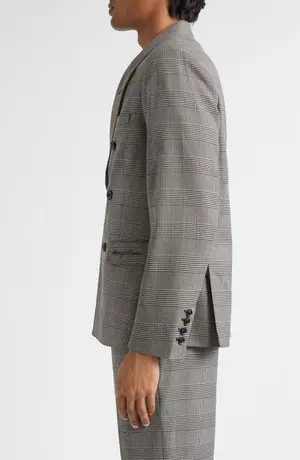 MIDNIGHT RODEO Double-breasted Blazer - Gray Houndstooth