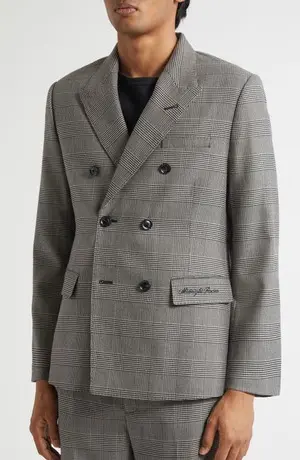 MIDNIGHT RODEO Double-breasted Blazer - Gray Houndstooth