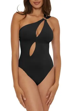 SOLUNA Tahiti One-Shoulder Cutout One-Piece Swimsuit Black