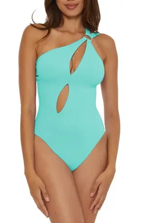 SOLUNA Tahiti One-shoulder Cutout One-piece Swimsuit - Sky