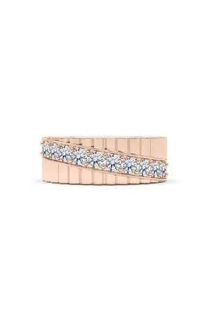 HAUTECARAT Diagonal Fluted Lab Grown Diamond Ring - 18k Rose Gold