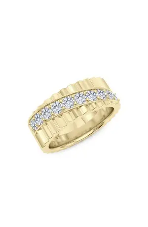 HAUTECARAT HauteCarat Diagonal Fluted Lab Grown Diamond Ring 18k Yellow Gold