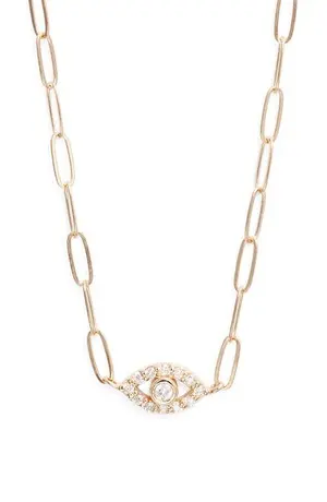 Anzie Classique Pavé Diamond Evil Eye Pendant Necklace - Gold