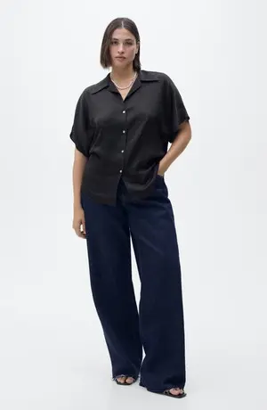 Mango Satin Button-up Shirt