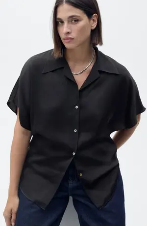 Mango Satin Button-up Shirt