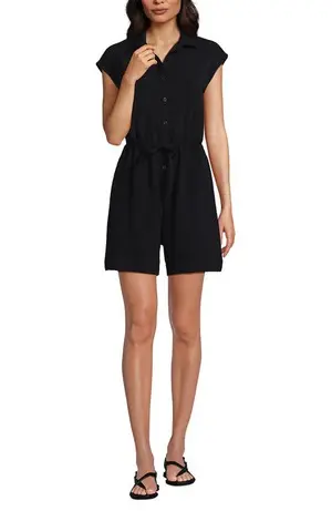 LANDS' END Cap-sleeve Button-down Romper