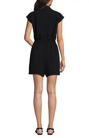 LANDS' END Cap-sleeve Button-down Romper