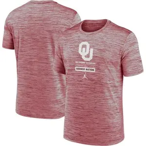 JORDAN BRAND Oklahoma Sooners Campus Center Block Velocity Performance T-shirt - Crimson
