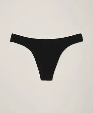 PACT Organic Cotton Everyday Mid Rise Thong 6-pack - Black