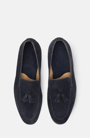 SCAROSSO Flavio Tassel Loafers - Blue - Suede